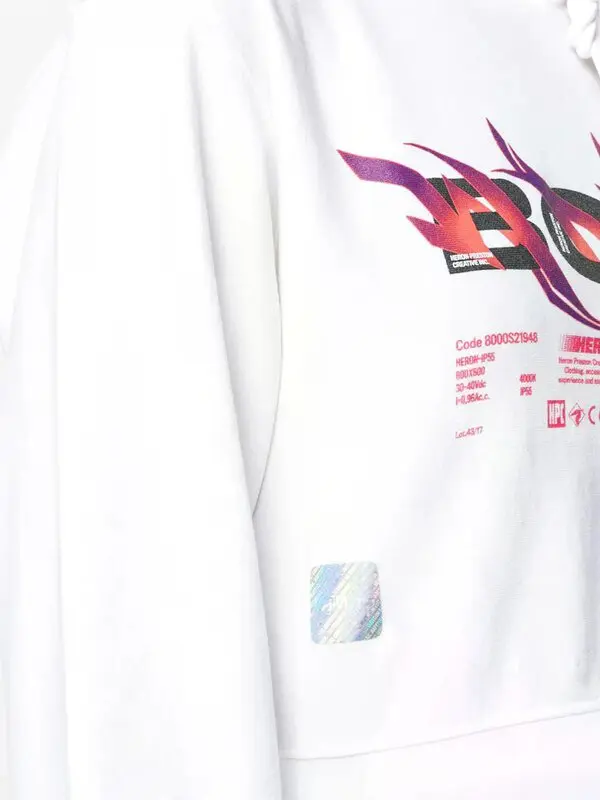 Heron Preston Cropped Hoodie With Graphic Print