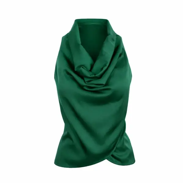 LUMINA ELIGMA Cascade Silk Cowl Top - Green