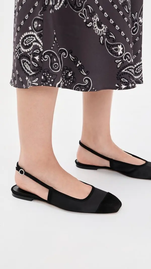 AeydĒ Geraldine Ballet Flats With Buckle Ankle Strap - Black