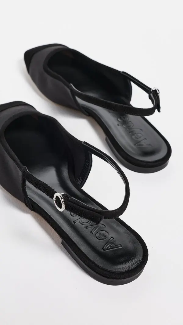 AeydĒ Geraldine Ballet Flats With Buckle Ankle Strap - Black
