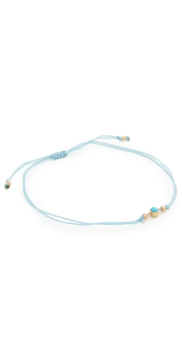 Zoe Chicco 14k Gold Bezel Turquoise Cord Bracelet - 14k Yellow Gold