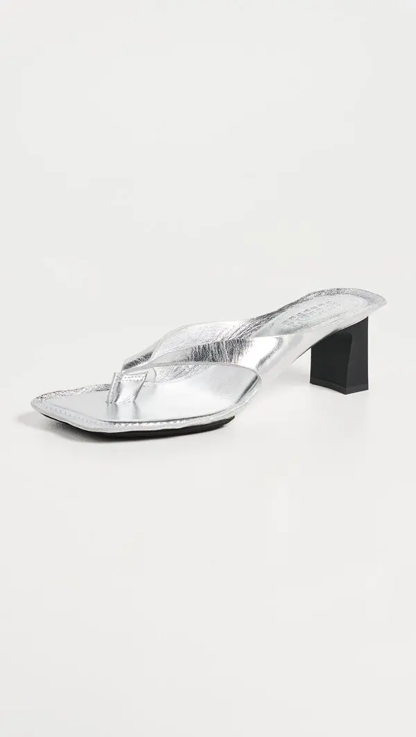 MAISON MARGIELA Metallic Leather Flip Flop Mules