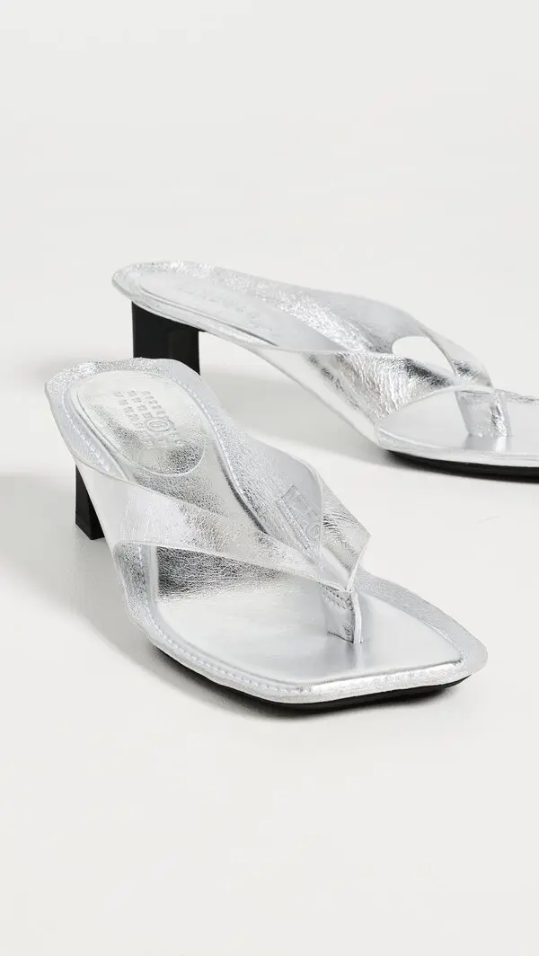 MAISON MARGIELA Metallic Leather Flip Flop Mules