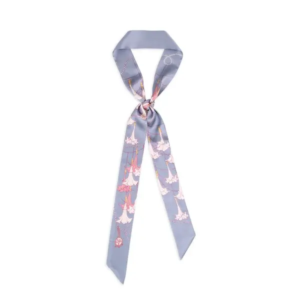 LOST PATTERN Dadura" Silk Skinny Scarf Slate - Blue