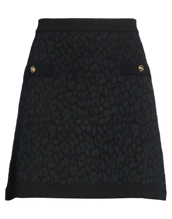 Versace Leopard Print Flared Knit Mini Skirt