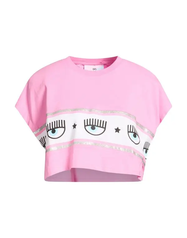 CHIARA FERRAGNI Cotton Cropped T-shirt - Pink