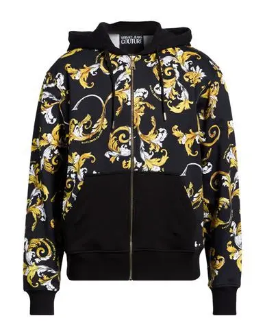 Versace Cotton French Terry Baroque Print Zip-up Hoodie - Black
