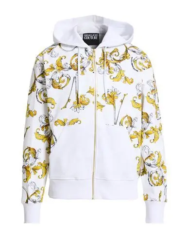 Versace Cotton French Terry Baroque Print Zip-up Hoodie - White