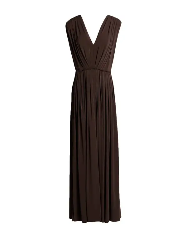 Max Mara Viscose Blend Pleated Maxi Dress - Brown
