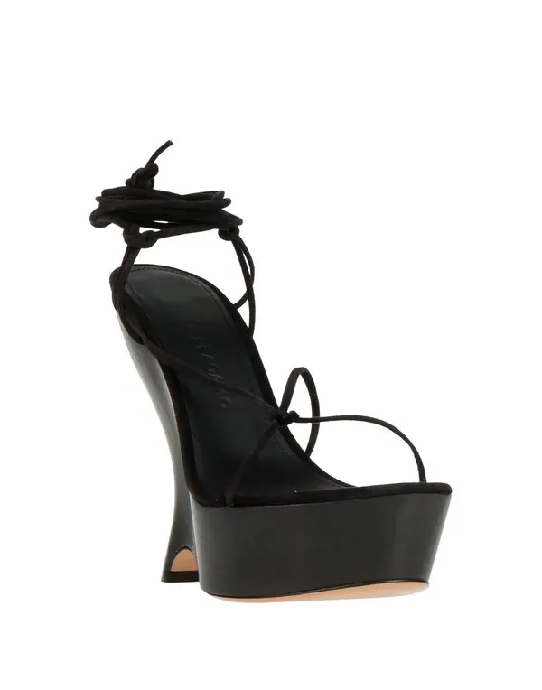 FERRAGAMO Suede Wedge Sandals With Lace-up Ankle Ties
