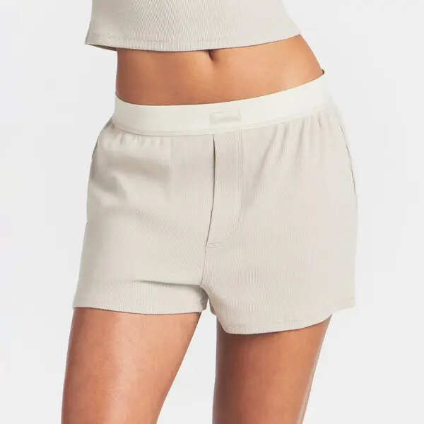SKIMS Loose Boxer | Light Neutral | | Cotton Rib - Stone