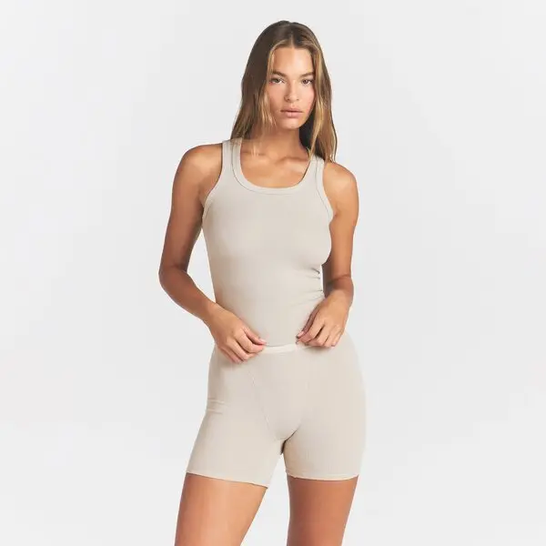 SKIMS Cotton Rib Scoop Neck Tank Top - Stone