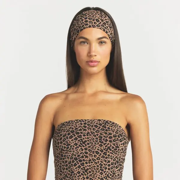 SKIMS Cotton Jersey Wide Headband - Sienna Natural Leopard