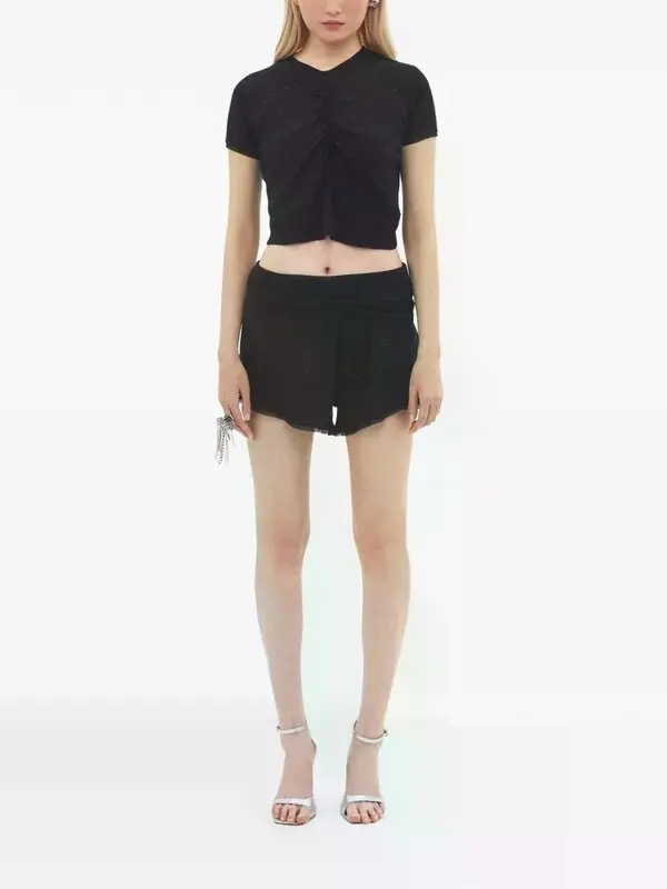 AREA Crystal-embellished Ruched Top