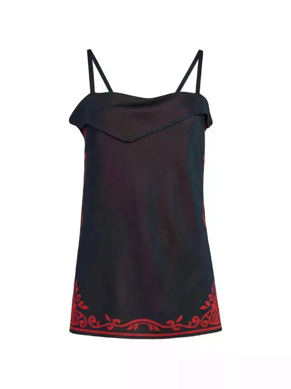 HIGH SPORT Embroidered Spaghetti Strap Top - Blue