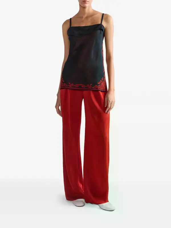 HIGH SPORT Embroidered Spaghetti Strap Top - Blue