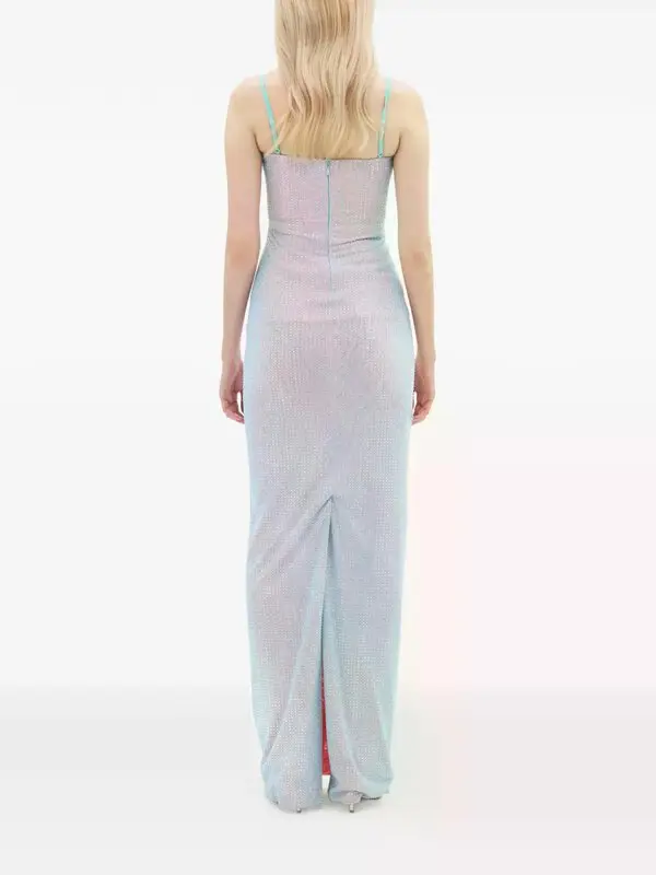 AREA Crystal Embellished Maxi Dress - Green