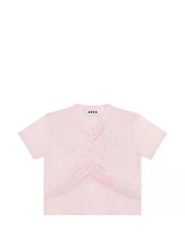 AREA Crystal-embellished Ruched Top