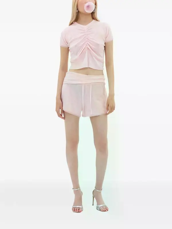 AREA Crystal-embellished Ruched Top