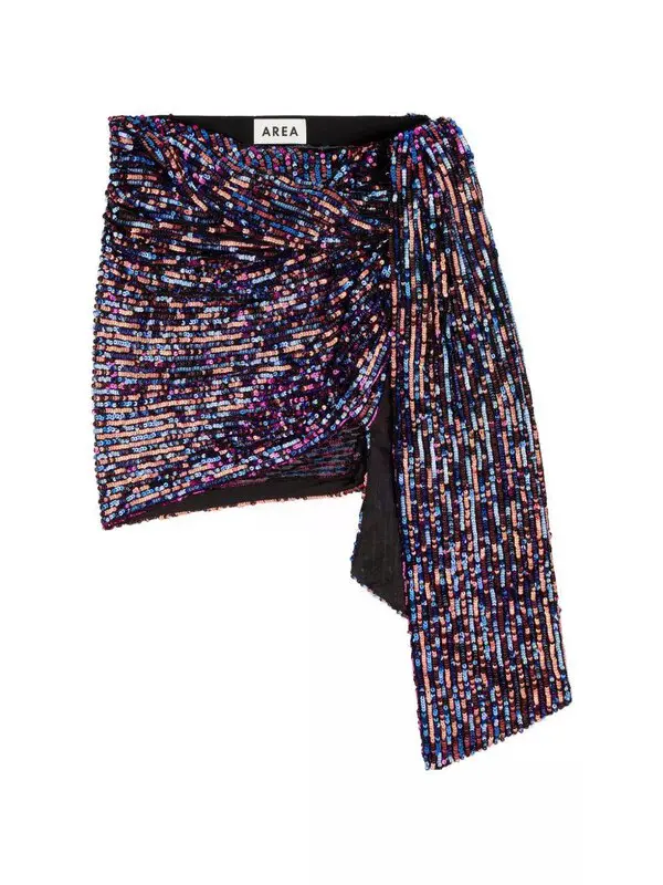 AREA Sequin Embellished Draped Wrap Skirt