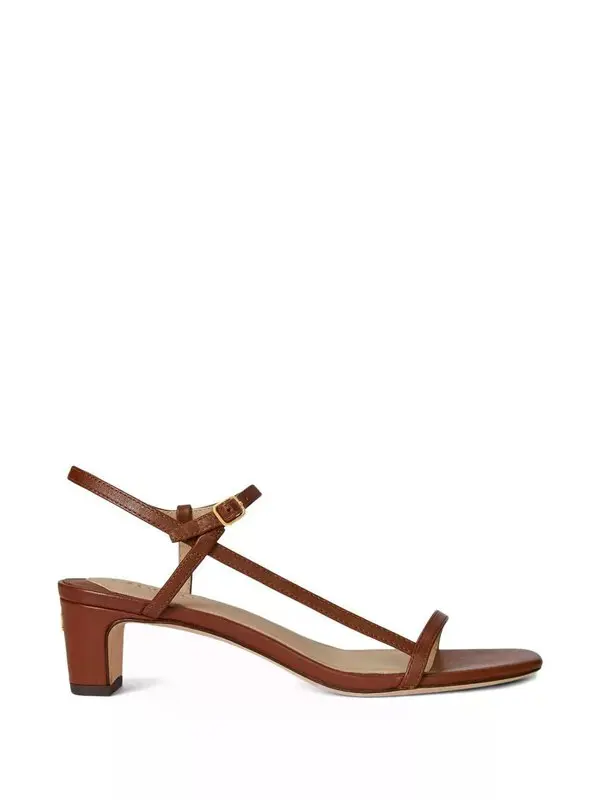 Ralph Lauren Lainee Leather Block Heel Sandals - Brown