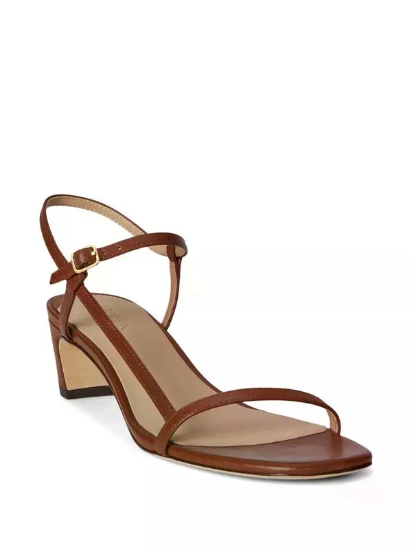 Ralph Lauren Lainee Leather Block Heel Sandals - Brown