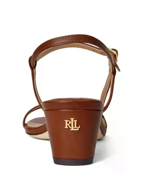Ralph Lauren Lainee Leather Block Heel Sandals - Brown