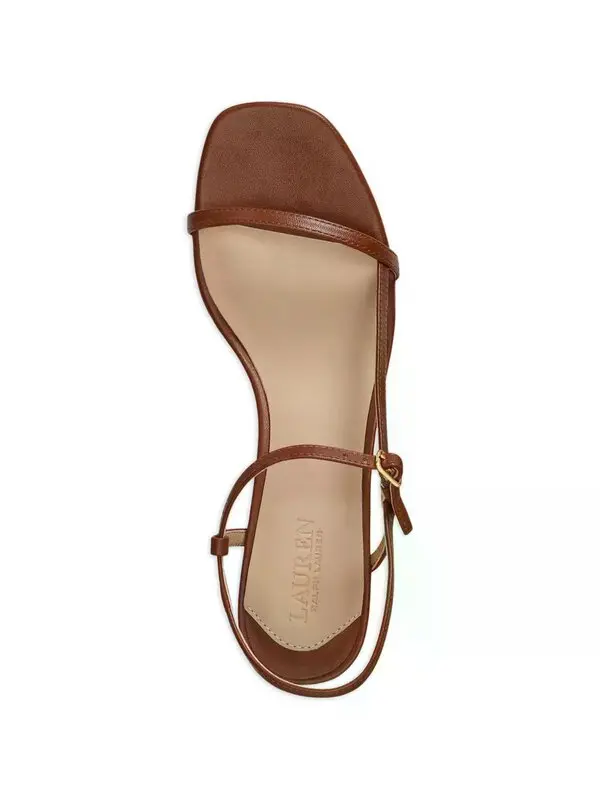 Ralph Lauren Lainee Leather Block Heel Sandals - Brown