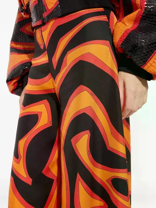 Emilio Pucci Labirinto Print Silk Palazzo Pants