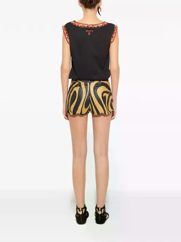 Emilio Pucci Sleeveless Cotton T-shirt With Printed Detail