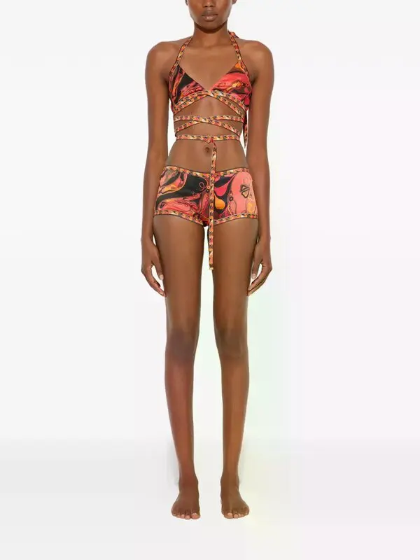 Emilio Pucci Iride-print Wrap-around Bra - Red
