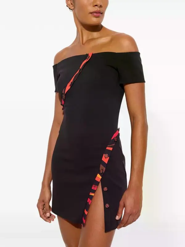 Emilio Pucci Off-shoulder Dress With Fabric-covered Buttons