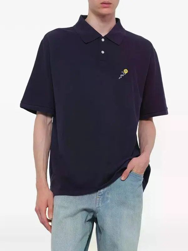 VOWELS Flower-embroidered Polo Shirt