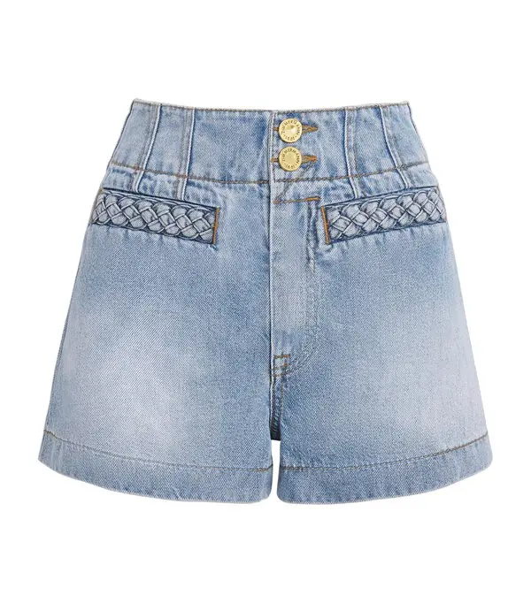 Zimmermann Indra High-rise Denim Shorts - Blue