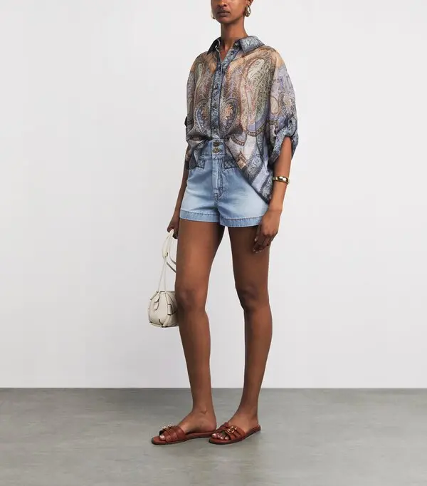 Zimmermann Indra High-rise Denim Shorts - Blue