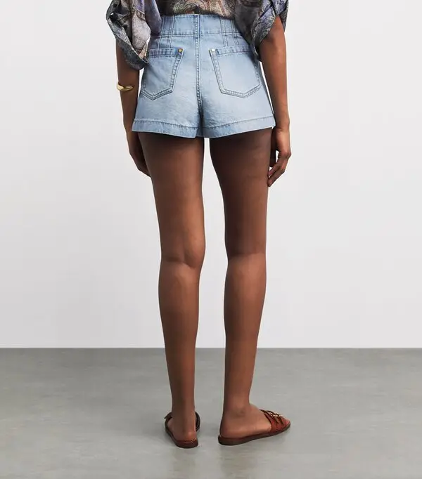 Zimmermann Indra High-rise Denim Shorts - Blue