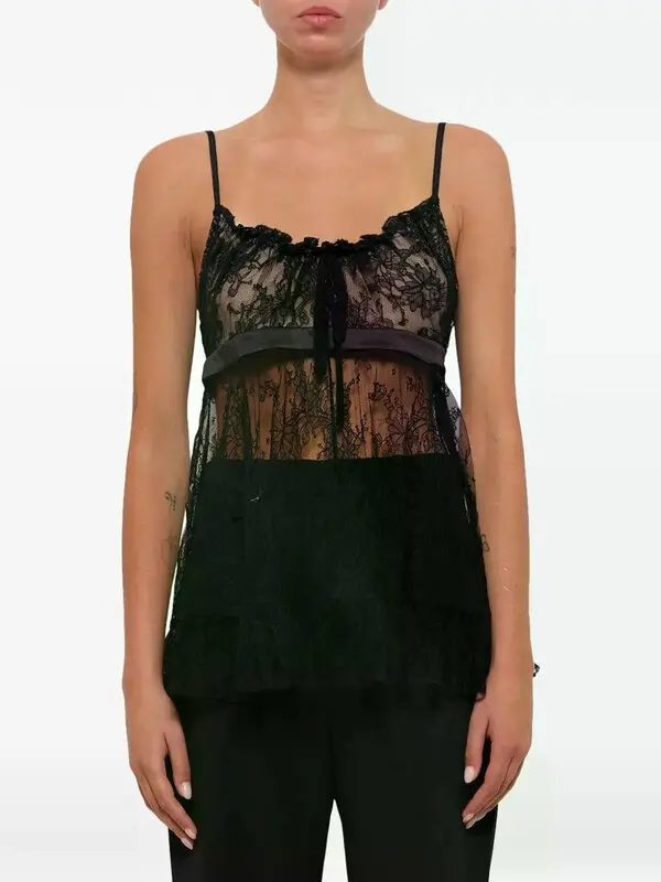 Alexander McQueen Lace-trimmed Tie-detail Camisole