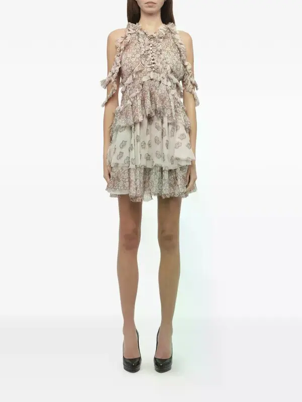 Alexander McQueen Floral Print Ruffled Dress