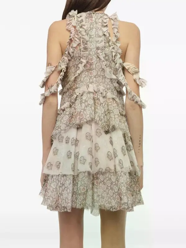 Alexander McQueen Floral Print Ruffled Dress