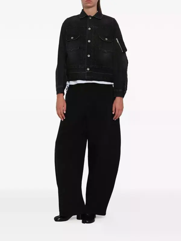 Sacai Denim Jacket With Zip-fastening Sleeve Pocket - Black