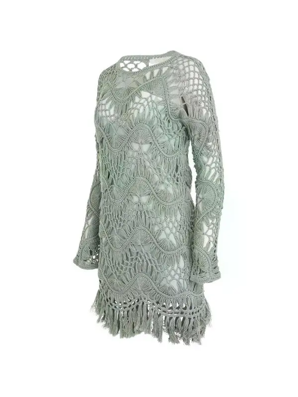 Chloé Crochet-knit Fringed Mini Dress