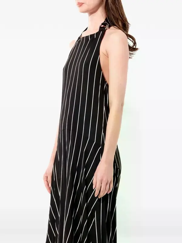 Balenciaga Pinstripe Square Neck Halterneck Dress