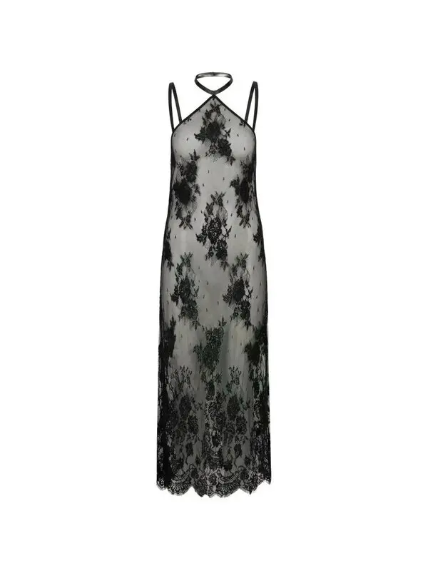 ALMAZ High Noon Floral-lace Midi Dress - Black