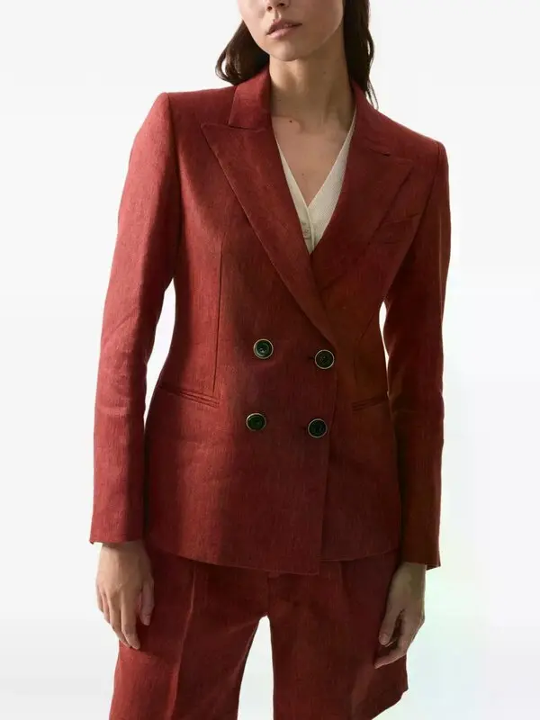 FORTELA Bastien Double-breasted Linen Blazer - Red