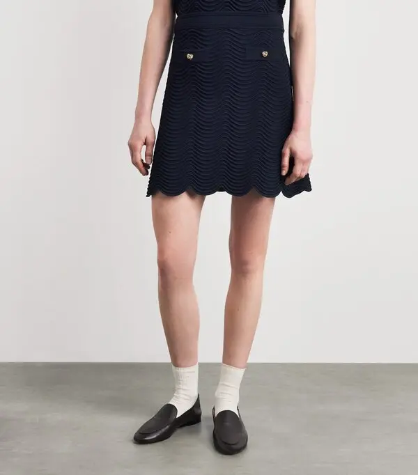 Sandro Knitted Mini Skirt - Blue