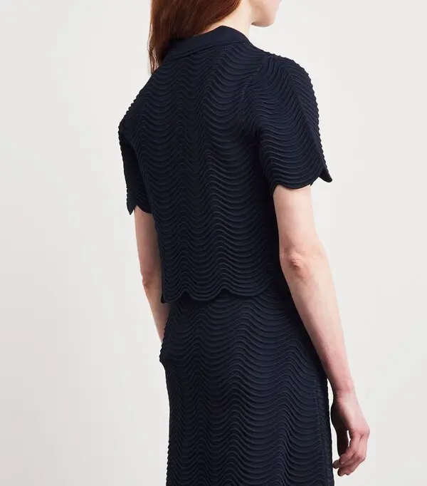 Sandro Knitted Polo Crop Top With Gold-tone Buttons