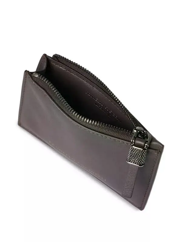 Brunello Cucinelli Calfskin Card Case With Shiny Zipper Pull