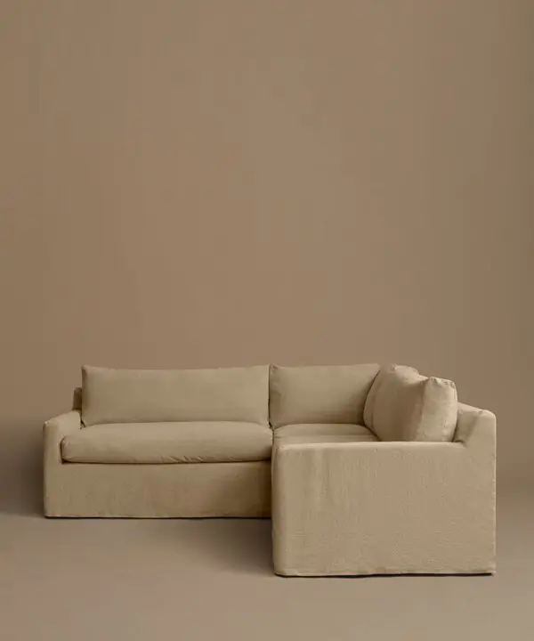Jenni Kayne Harbor Sectional In Wheat Linen - Tan