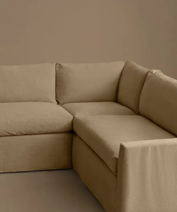 Jenni Kayne Harbor Sectional In Wheat Linen - Tan