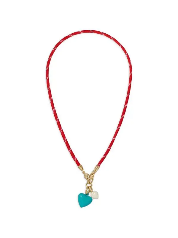 ROXANNE ASSOULIN Happy Cord Double-heart Pendant Necklace - Red